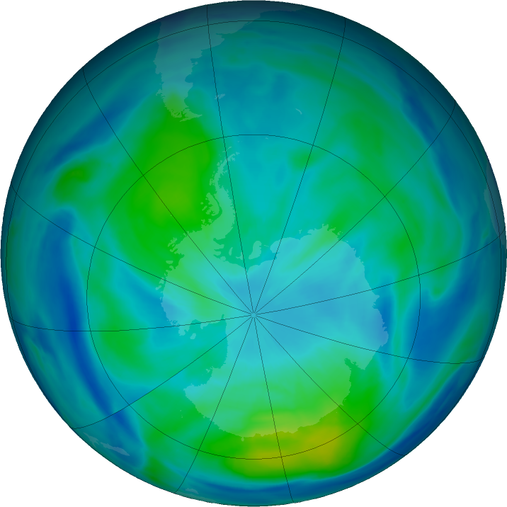 Ozone Hole Watch: Southern ozone map for 17 March 2025